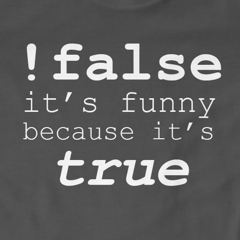 !False, It's Funny Because It's True T-Shirt - Vertex Graphics